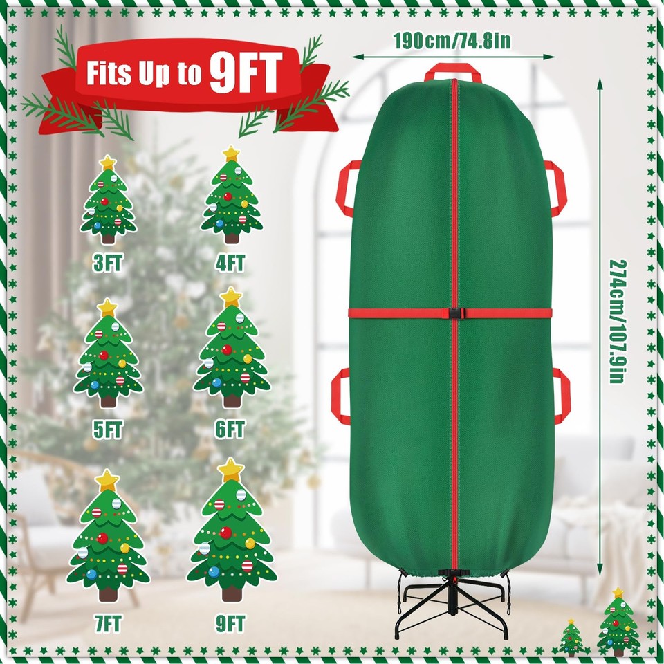Jumbo Upright Christmas Tree Storage Bag with Zipper & Adjustable ...
