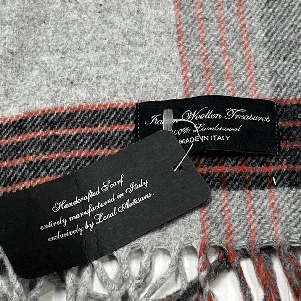 Italian Woolen Lambswool Scarf Gray Plaid Fringe Old Money Preppy ...