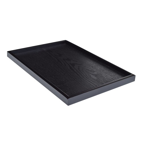 1Pc Retro Style Food Tray Home Wooden Tray Hotel Shop (Black) Storage ...