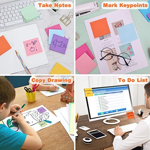 16 Pads Multicolor Sticky Notes Self-Stick Memo Pads for Home Office ...