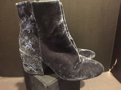 Kenneth Cole Renna Navy Velvet Embroidered Bootie Boots Size 10 | eBay