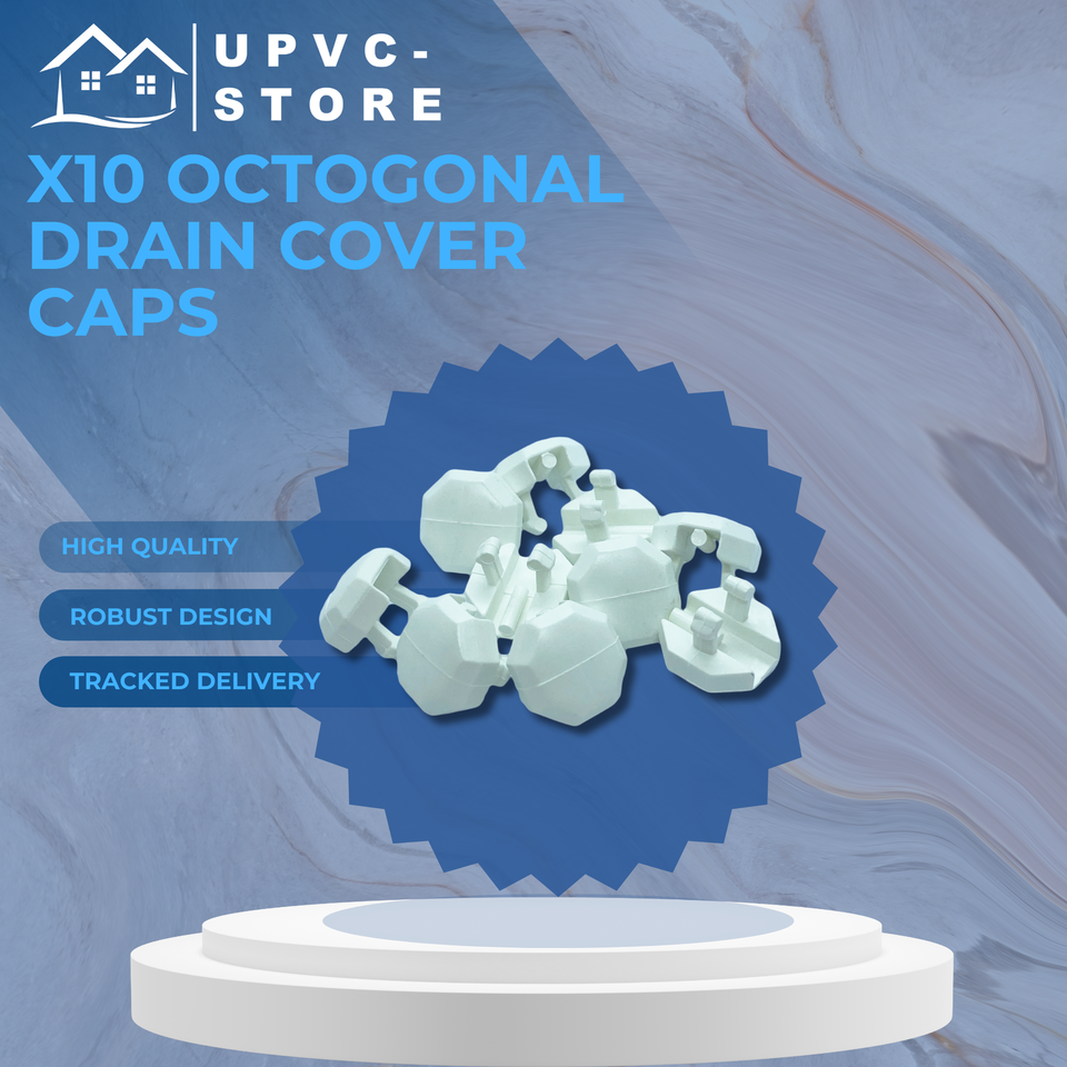 10 x White Round UPVC Drainage Cap Octagonal Face Drain Covers for ...