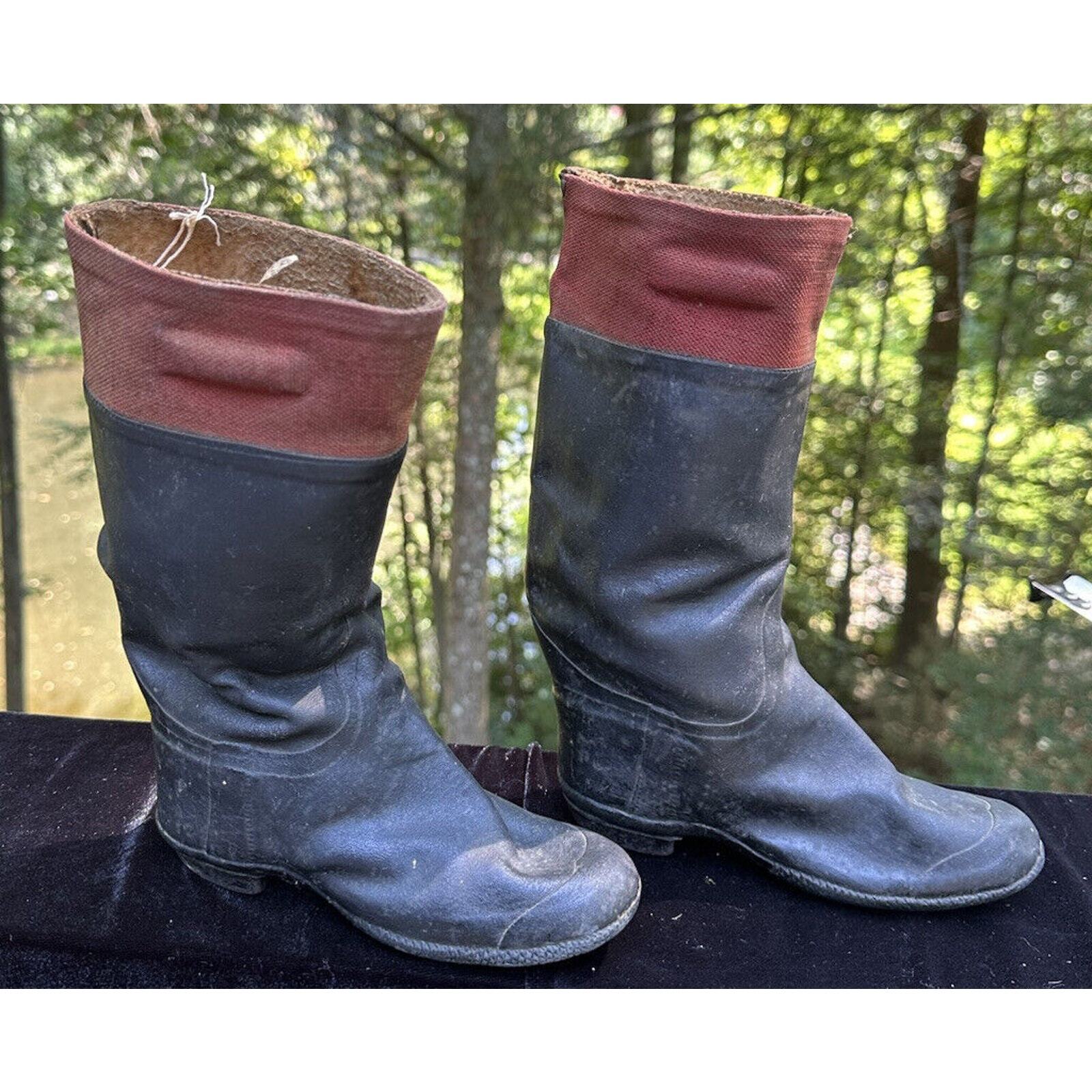 Antique 1900's 7” Long Children's Shoes Galoshes Blac… - Gem