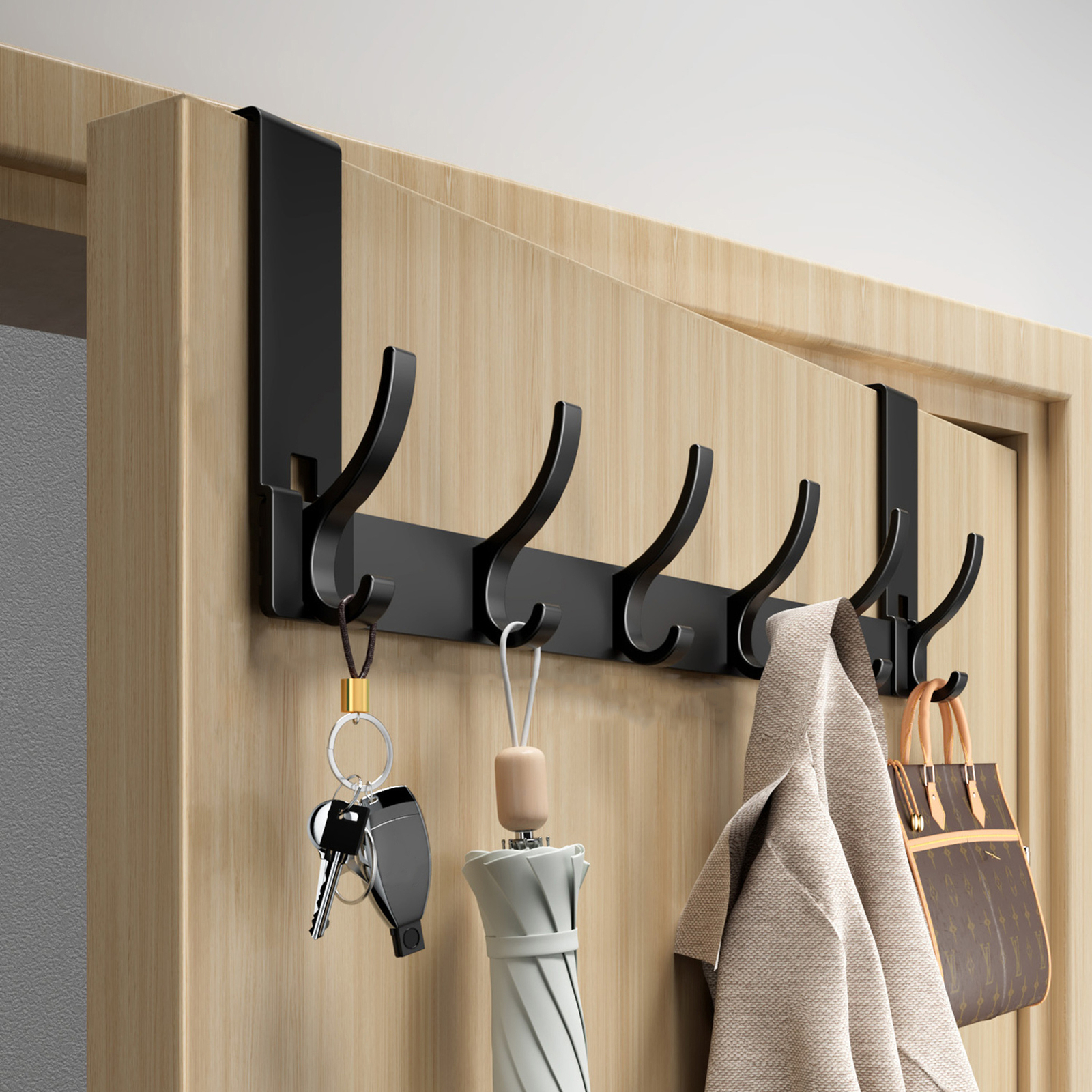 Over The Door Hook, Organizer Rack, Hanging for Coat, Hat, Towel, 6 ...