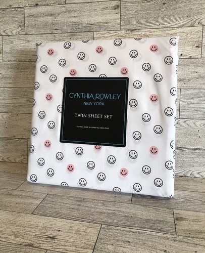 New Cynthia Rowley Cute Smiley Faces Pink, Black & White 3 Piece Twin ...
