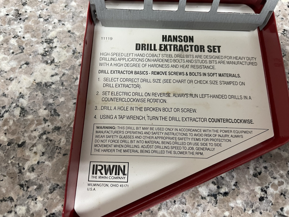 HANSON #11119 10 PIECE L.H. COBALT DRILL EXTRACTOR SET | eBay