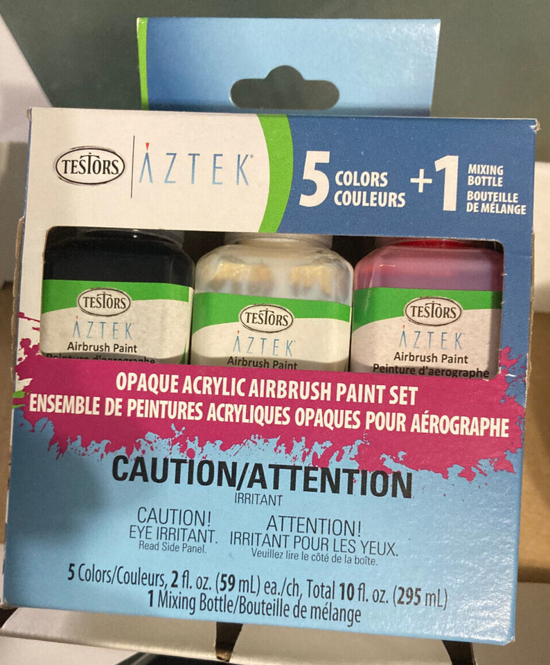 5+1 Testors Aztek Opaque Acrylic Airbrush Paint Set / 2oz - Hobby ...