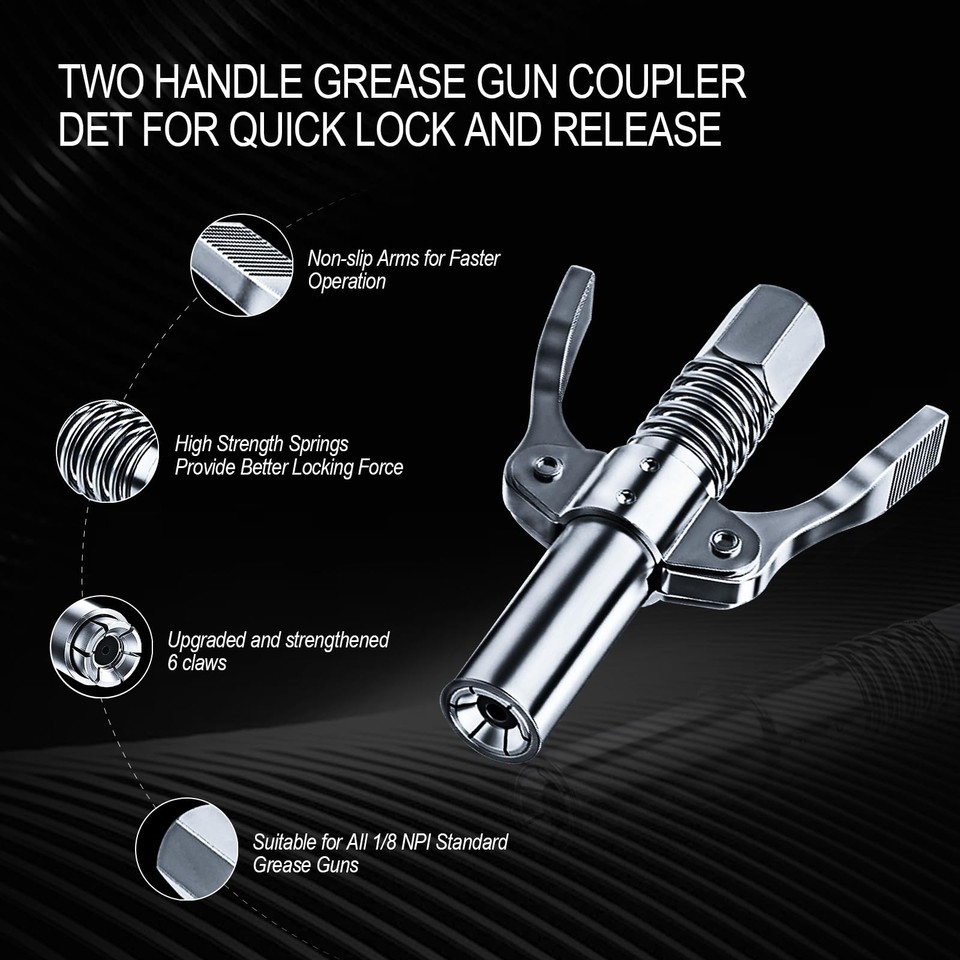 Grease Gun Coupler Grease Gun Tips,Quick Lock Double Handles Grease Gun ...