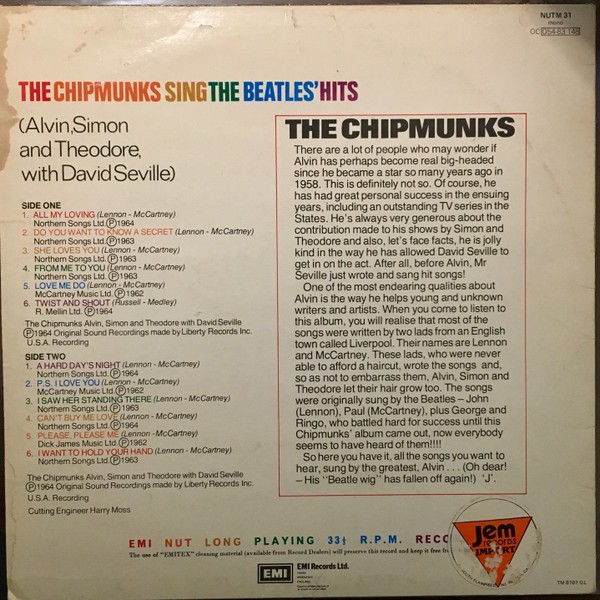 The Chipmunks, Alvin, Simon And Theodore With David Seville - The ...