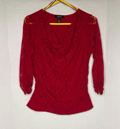 Style & Co Red Flower Design Blouse - Size Medium | eBay