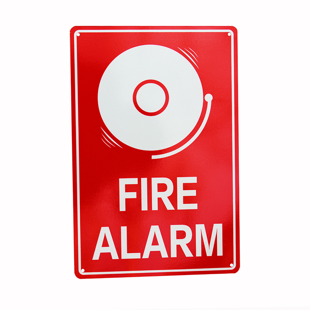 3x Warning Fire Alarm Sign Caution 200*300mm Metal Reflective ...