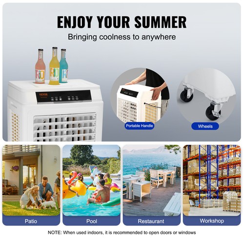 VEVOR 3-in-1 3100 CFM Evaporative Cooler Swamp Cooler 9 Gal 12h Timer ...