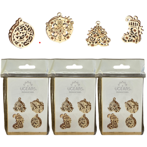 UGears (3 Pack) UTG0041 Happy New Gear Wood 3D Model Kit Set (Christmas ...