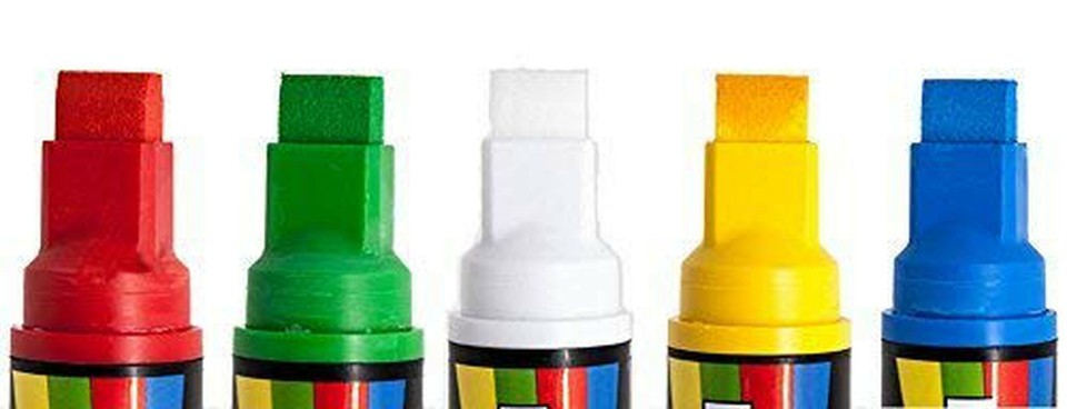Glass Pen Liquid Paint Marker: Red, Yellow, Blue, Green, White 5 Pack ...
