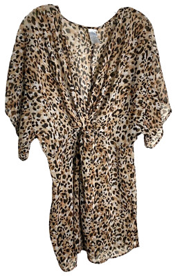 Time and True Leopard Print Sheer Twist Front Dress/Coverup Size L | eBay