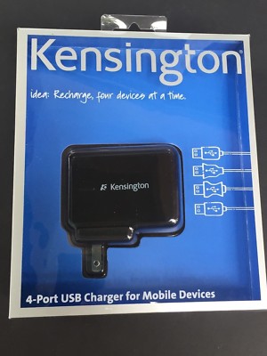 Kensington 4-Port USC Charger for Mobile Devices, 5 Volt, 2 Amps Per ...
