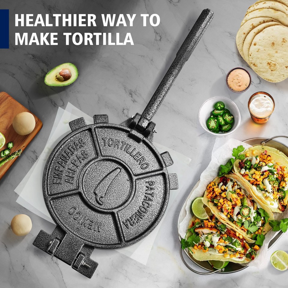 ARC Tortilla Press 10 inch Cast Iron Tortilla Maker, Heavy Duty ...