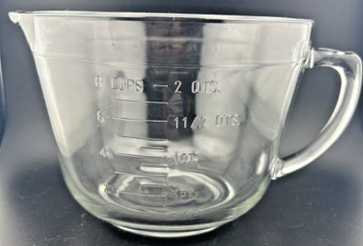 Vintage Anchor Hocking 8 Cup 2 QT Measuring Cup Batter Bowl Clear Glass ...