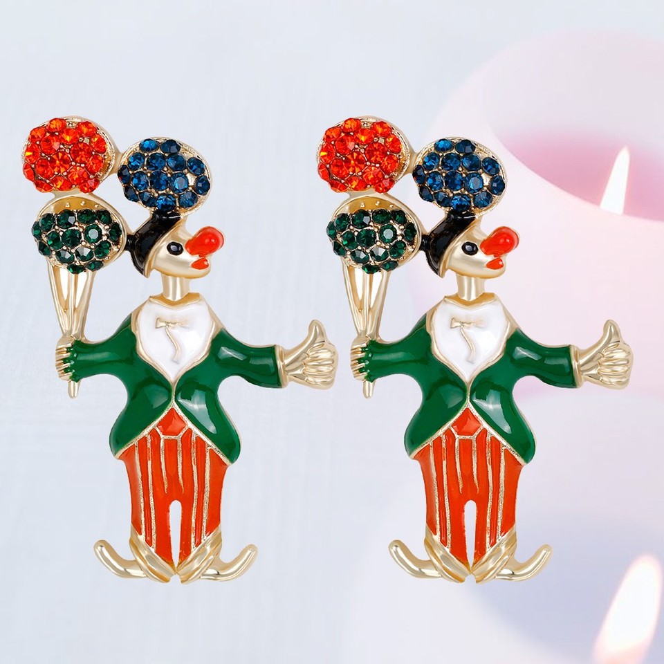 2Pcs Metal Christmas Clown Badges Brooches Female Rhinestone and ...