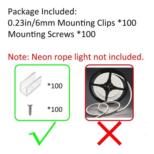 Neon Rope Light Mounting Brackets, 100PCS Neon Lights Install Fixing ...