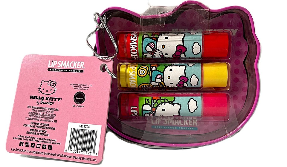 Sanrio Hello Kitty Lip Smackers 3 Piece Lip Set With Cute Sanrio Hello ...