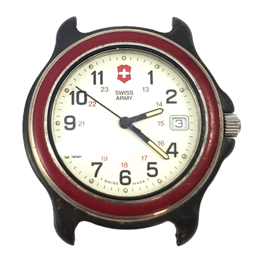 SWISS ARMY MARLBORO SAK Red Bezel Vintage Men's Date Watch Untested NO ...