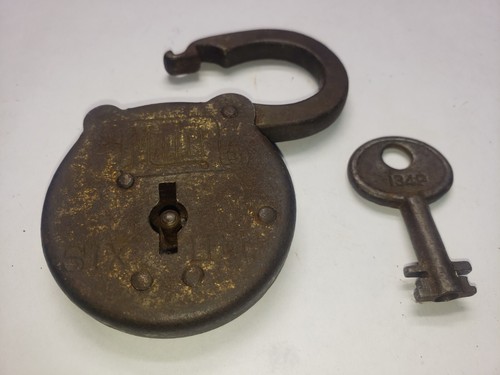 Antique Six Lever Miller pad lock with key working | eBay
