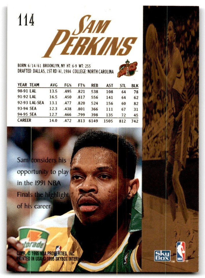 1995-96 SkyBox Premium Sam Perkins Seattle SuperSonics #114 | eBay