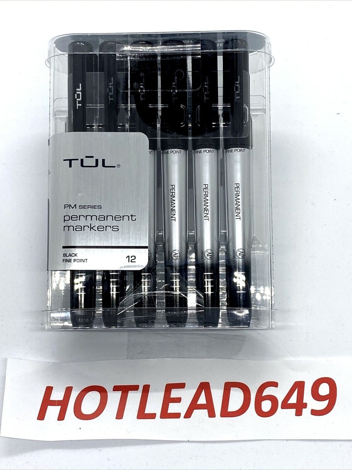 TUL Permanent Markers, Fine Point, Silver Barrel, Black Ink, Pack Of 12 ...