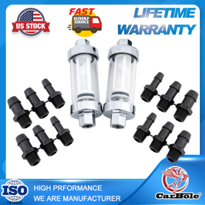 Universal 2Pcs 1/4" 5/16" 3/8" Chrome Glass Reusable Washable Inline ...