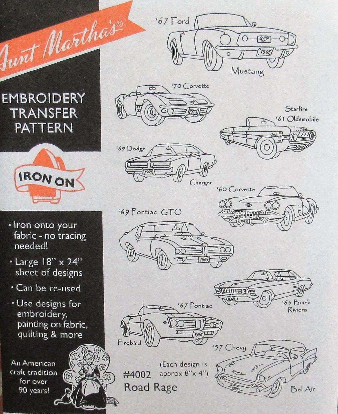 Aunt Marthas 4002 Road Rage Hot Rod Mopar Muscle Car Embroidery ...