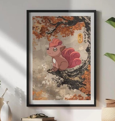 Vulpix Poster: Japanese Style Legendary Pokemon Inspired Anime Artwork ...