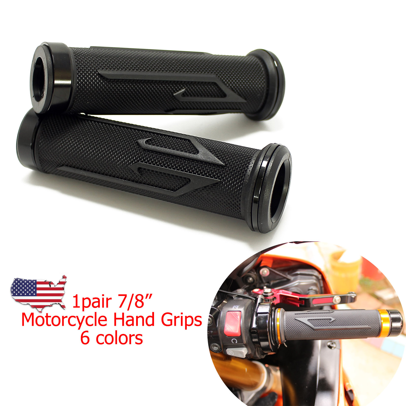 CNC Aluminum Rubber Gel Hand Grips Bike Grips For 7/8" Handle Bar ...