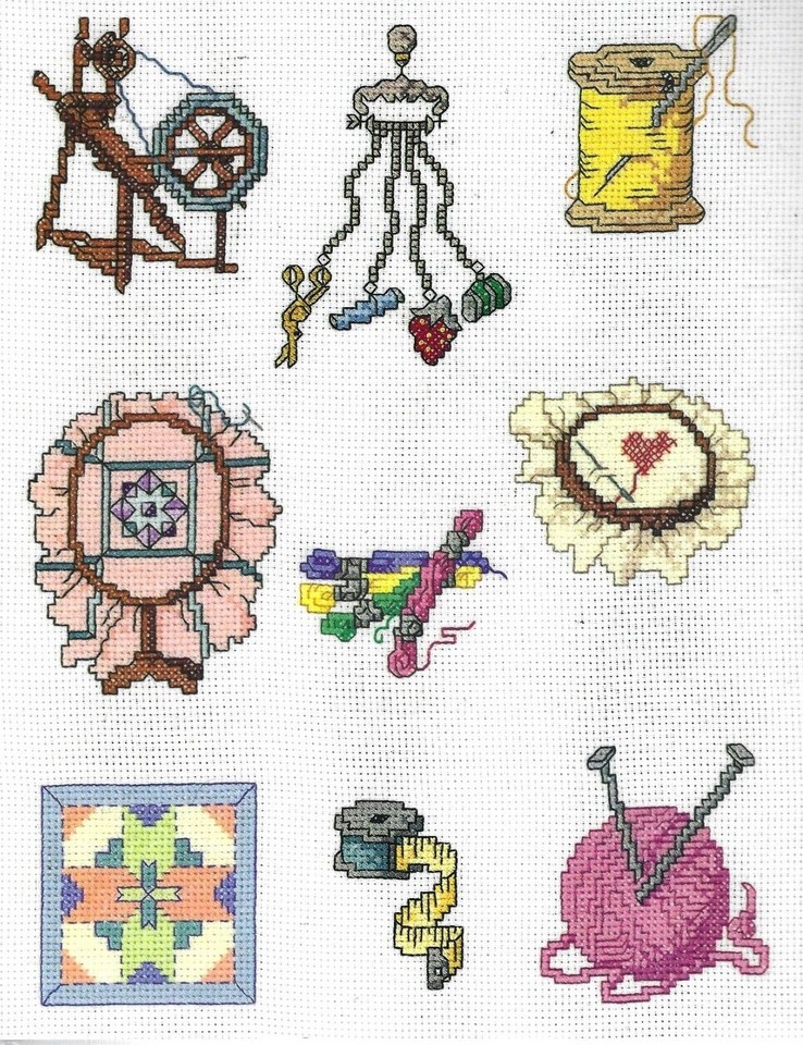 MINI MOTIF DESIGNS FOR NEEDLEWORK--Sewing Icons-Counted Cross Stitch ...