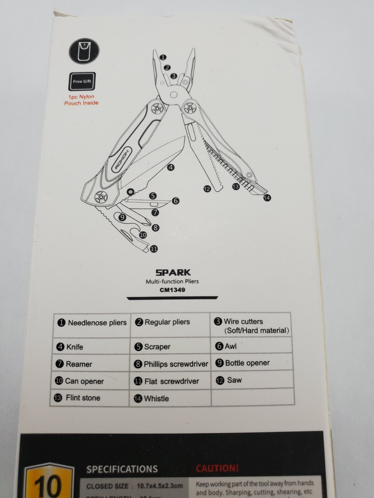 ROXON SPARK Black Multitool 14 In 1 Pliers Wire Cutter Knfie Saw CM1349 ...