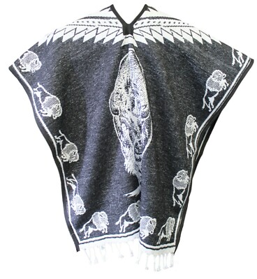 HEAVY BLANKET Mexican PONCHO - BUFFALO GRAY - ONE SIZE FITS ALL Blanket ...