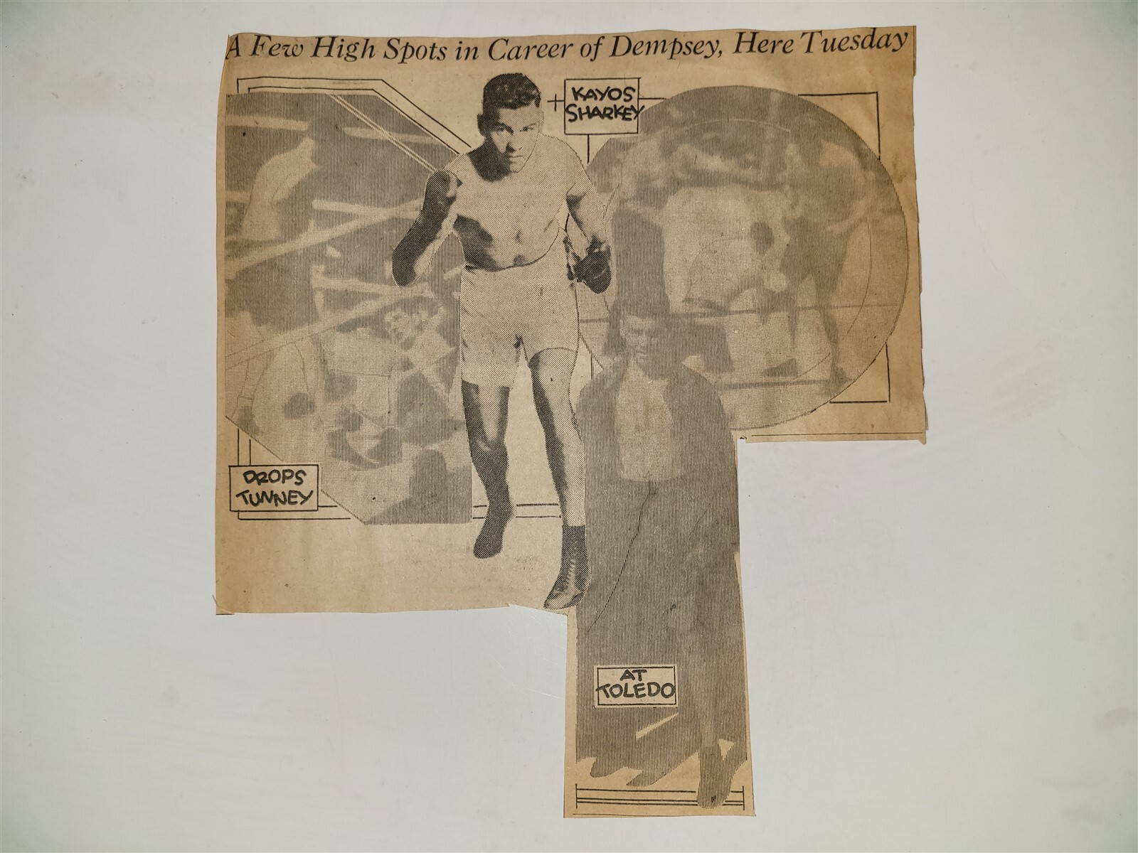 Jack Dempsey Jack Sharkey Gene Gunney Toledo Ohio 1931 Boxing Collage ...