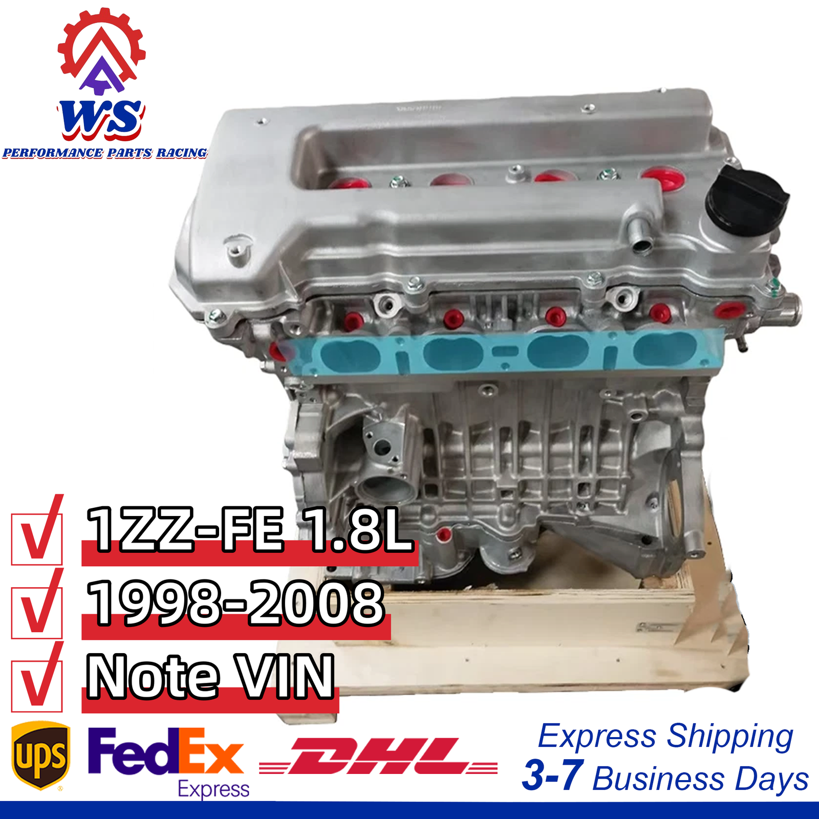 1ZZ-FE Long Block Engine Assembly For Toyota Celica Corolla Matrix 1.8L ...