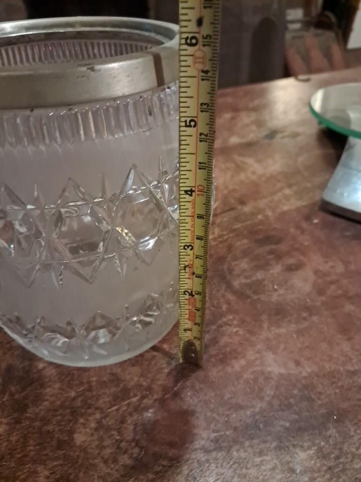 Vintage EPNS Silver Plate & Cut Glass Biscuit Barrel Holder with Handle ...