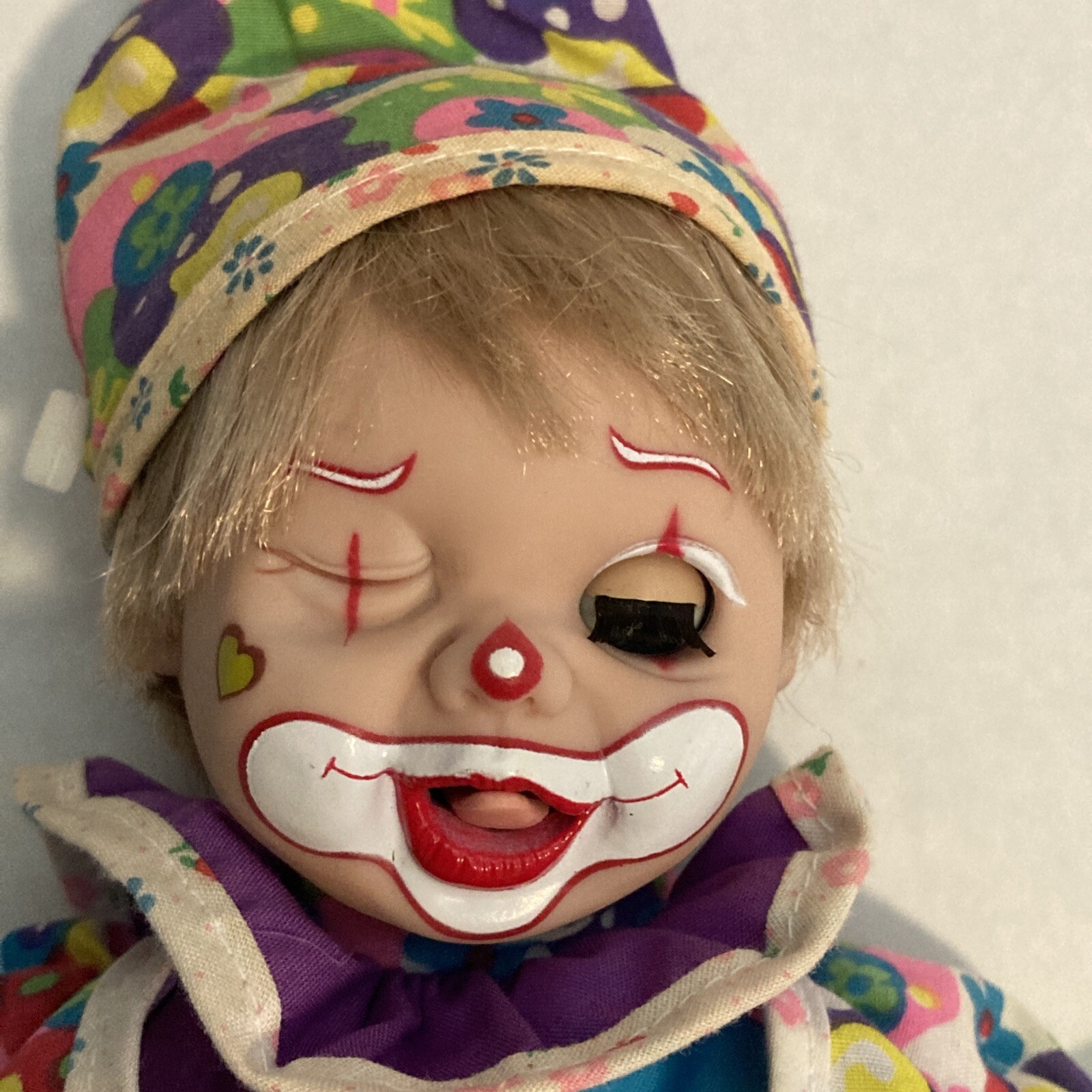 Vintage Clown Doll 9” Push Belly/Tongue Sticks Out/Makes Noise Eye ...