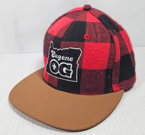 Eugene OG Oregon Red Black Plaid Hat Cap Brown Faux Leather Brim LIDS ...