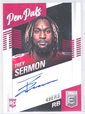TREY SERMON 2021 PANINI DONRUSS ELITE PEN PALS BLUE INK ROOKIE AUTO RC ...