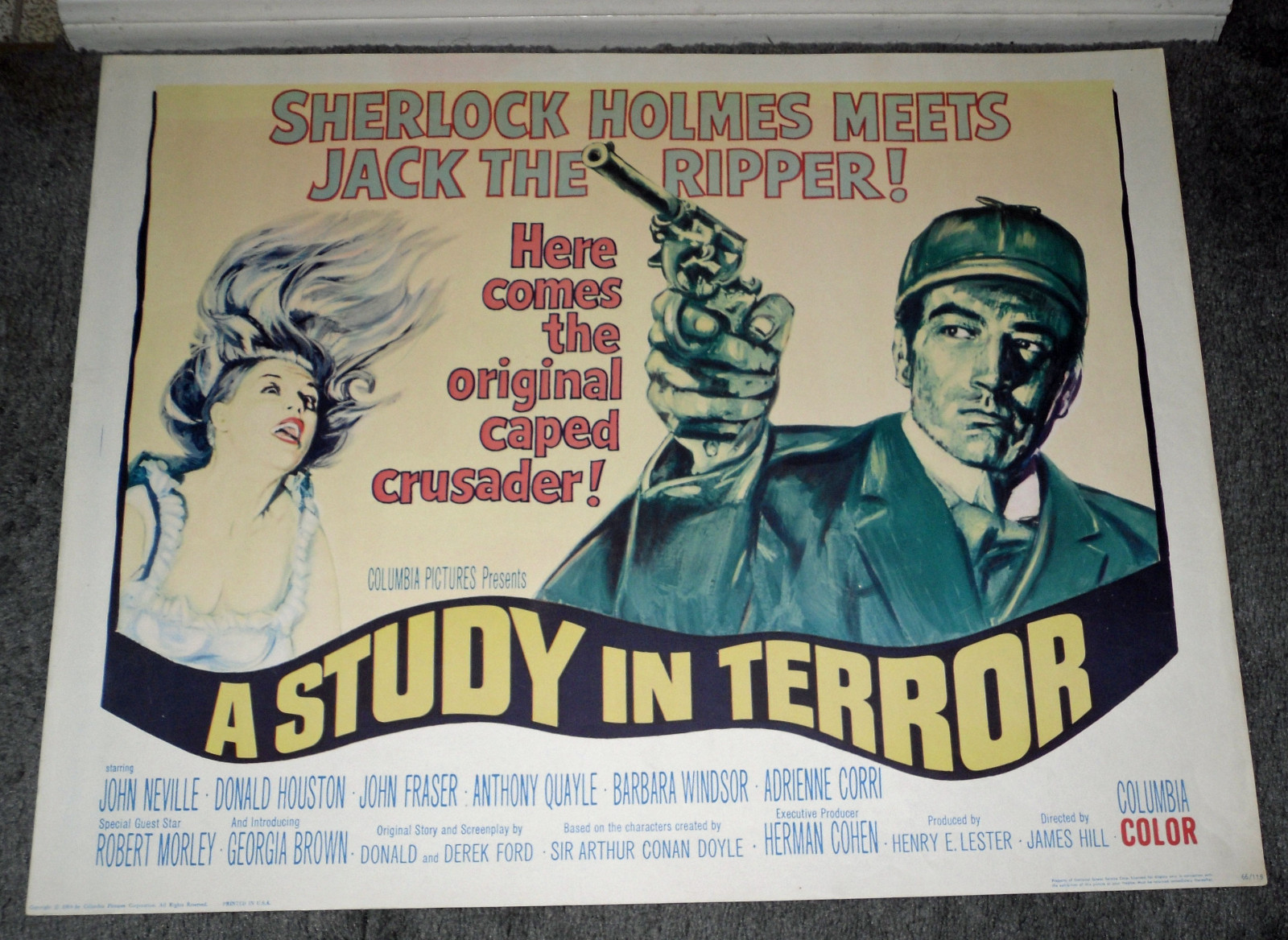 A STUDY IN TERROR orig 1966 ROLLED movie poster SHERLOCK HOLMES/JOHN ...