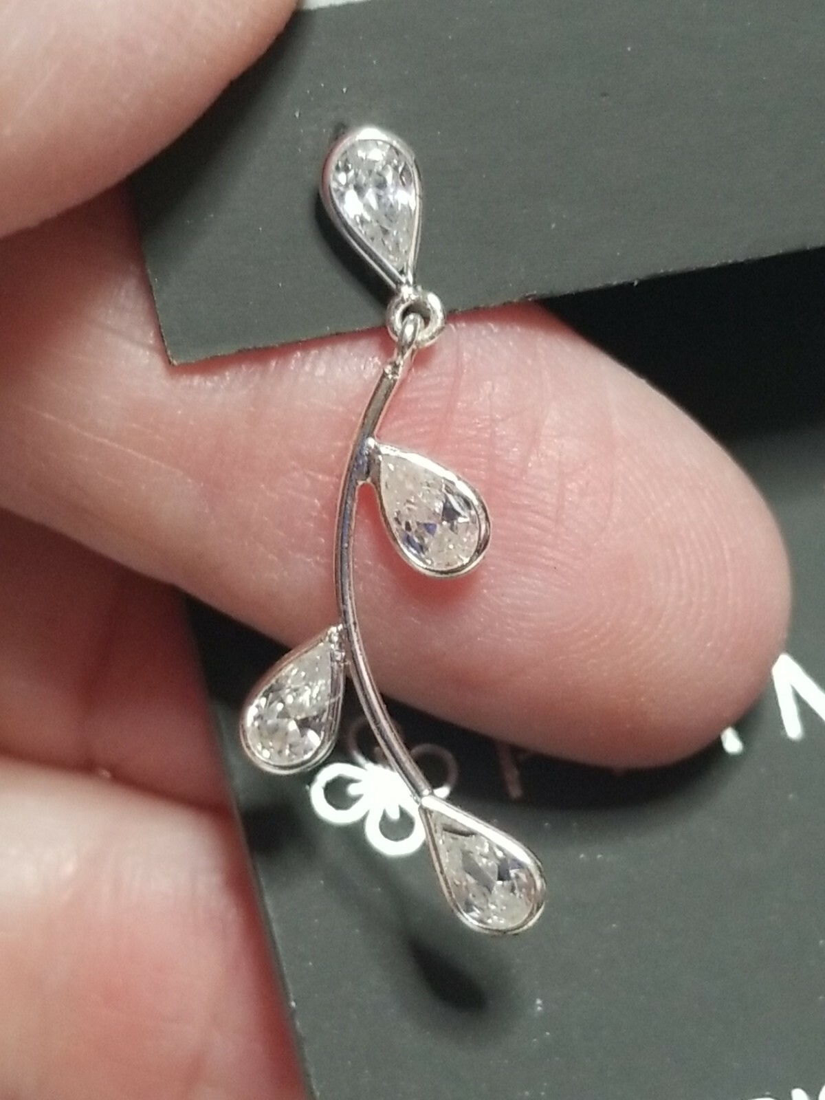 On Card Primrose Cubic Zirconia Sterling Silver 925 Dangle Vines ...