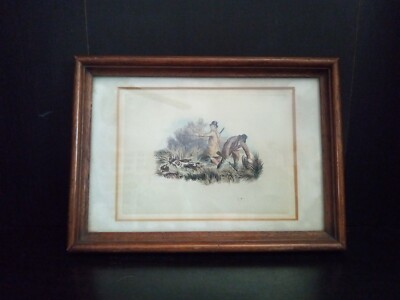 8.5" X 4.25" Wooden Frame With Small Vintage Duck Hunting Painting ...