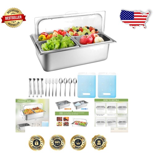 Elegant Buffet Condiment Display Rack with Roll Top Cover - Stainless ...