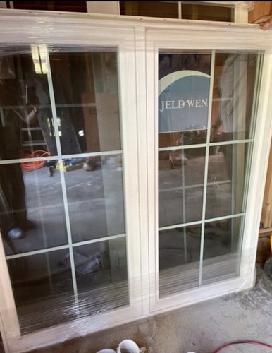 jeld wen windows, white vinyl windows, 72 x 72, brand new, never used ...