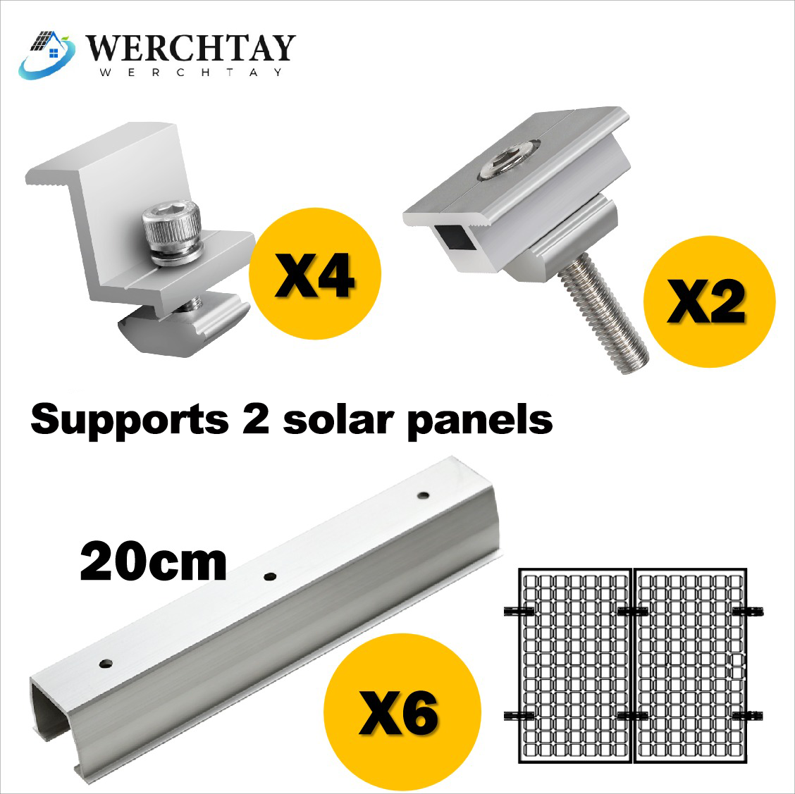 2PCS Solar Panels Roof Adjustable Solar Panel Mounting Brackets Kit ...