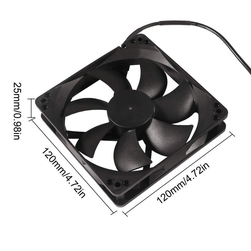 120mm Computer Fan with AC Plug Fan 120V 110V 220V 240V Multi Speed PC ...