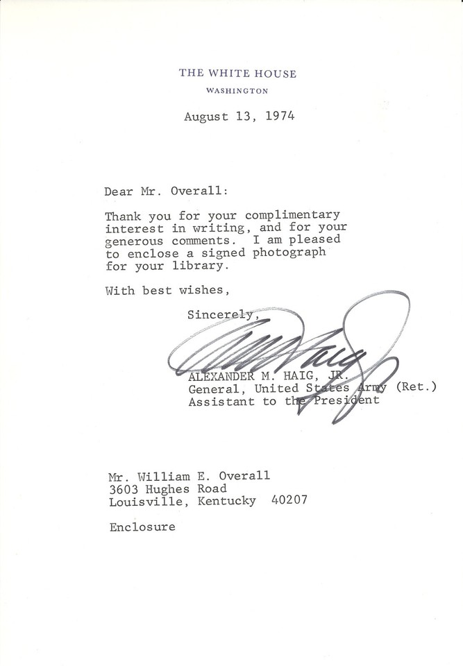 Alexander Haig 8" x 10" Signed Photo and Letter | eBay